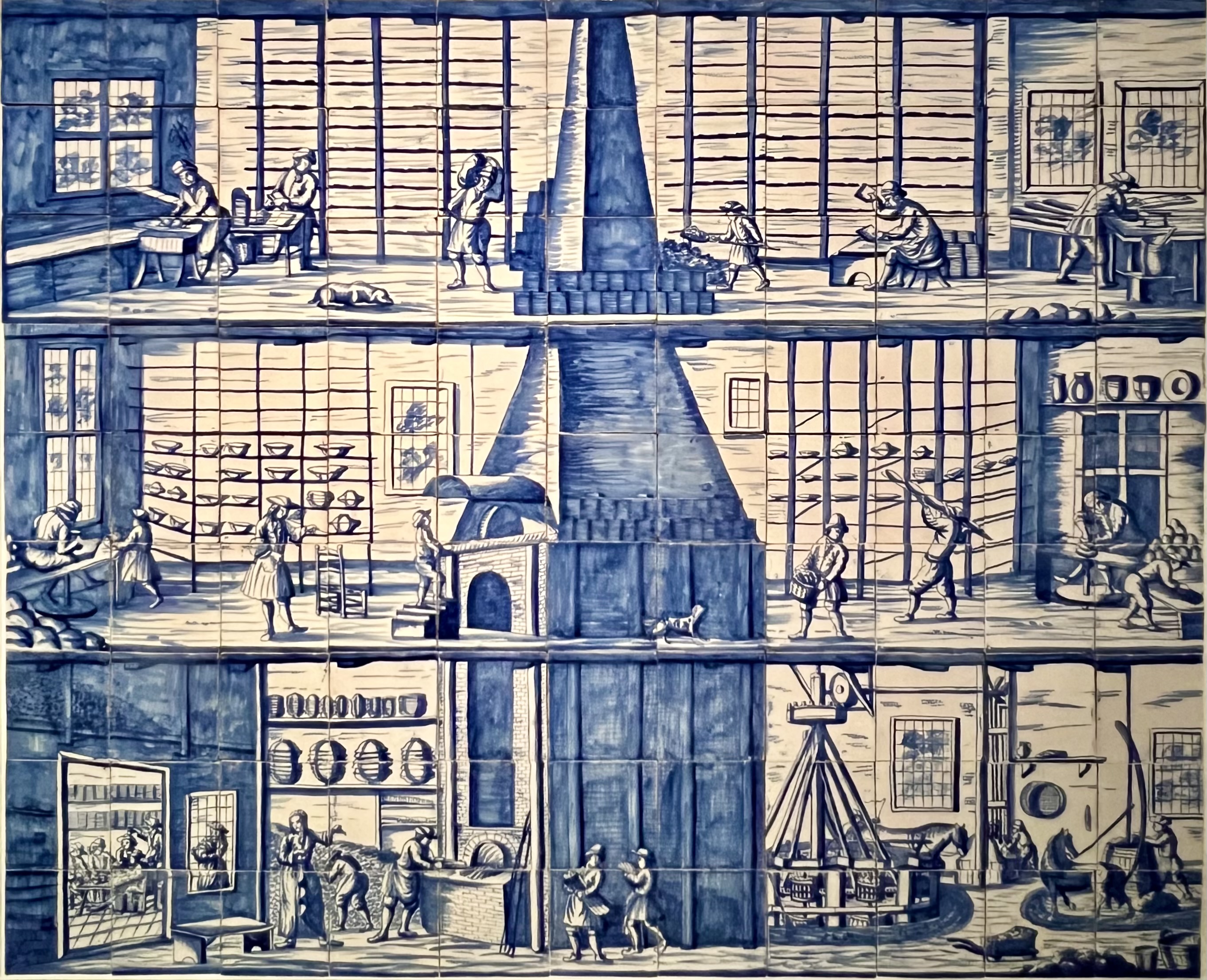 Tiles that show how the Bolsward pottery factory worked, mid-1700s ...